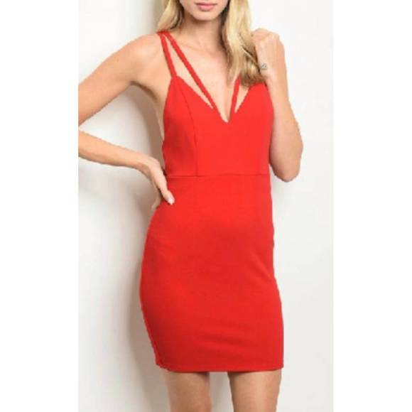 Alythea | Dresses | New Alythea Low Cut Dress In Red | Poshmark